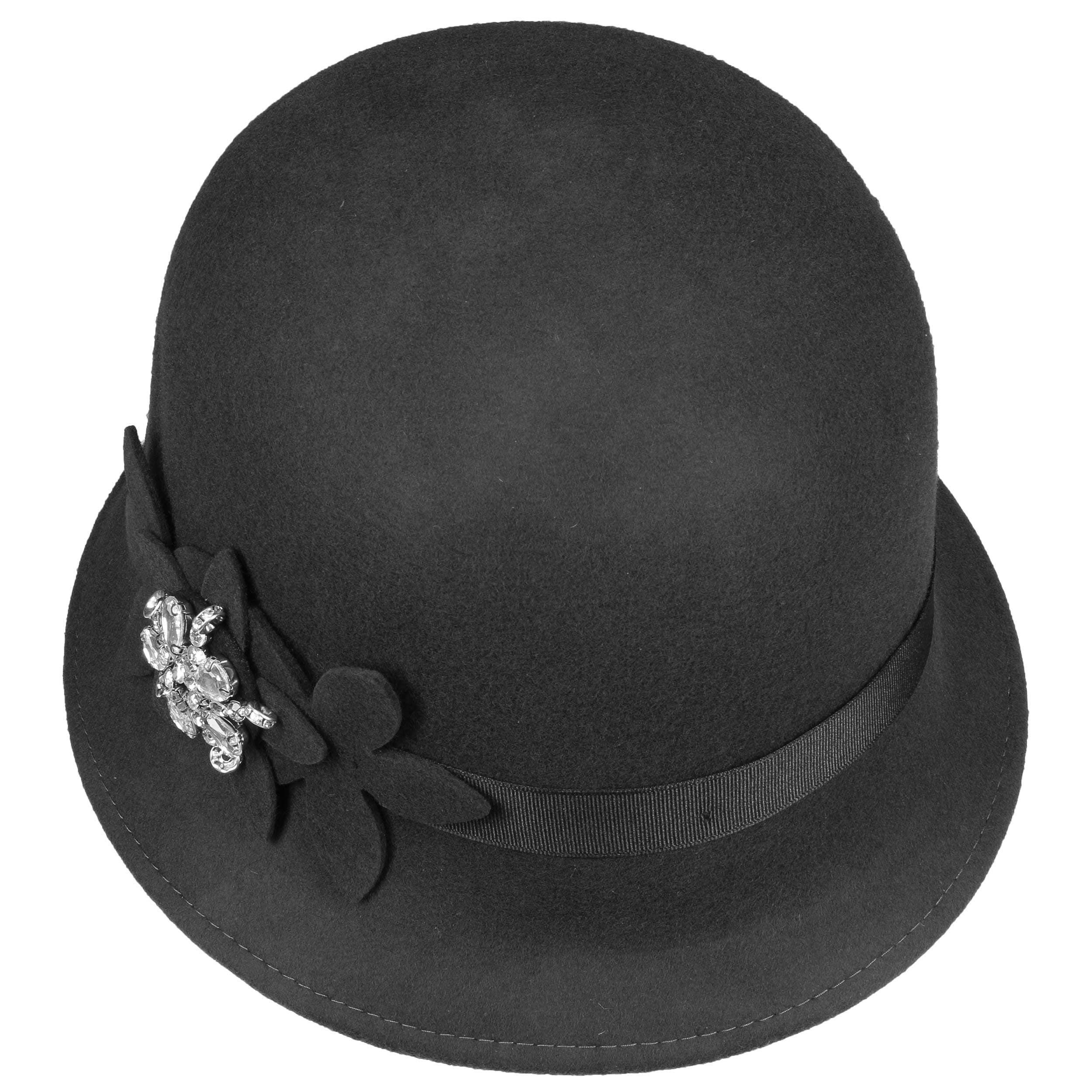 Cloche Hoed met Viltbloemen en Strass by Lipodo - € 49,95