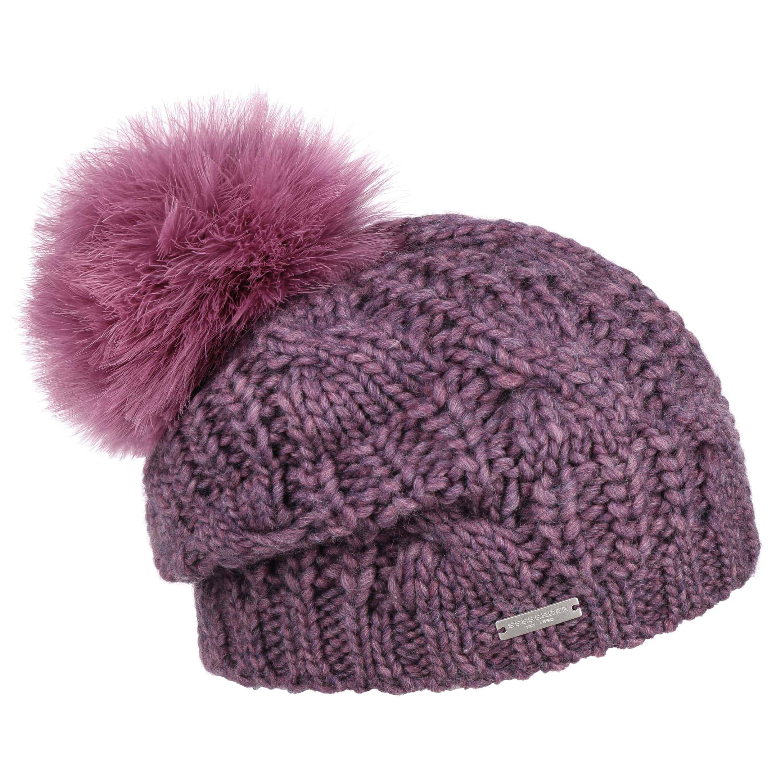 Gebreide Muts met Verenpompon by Seeberger - € 49,95