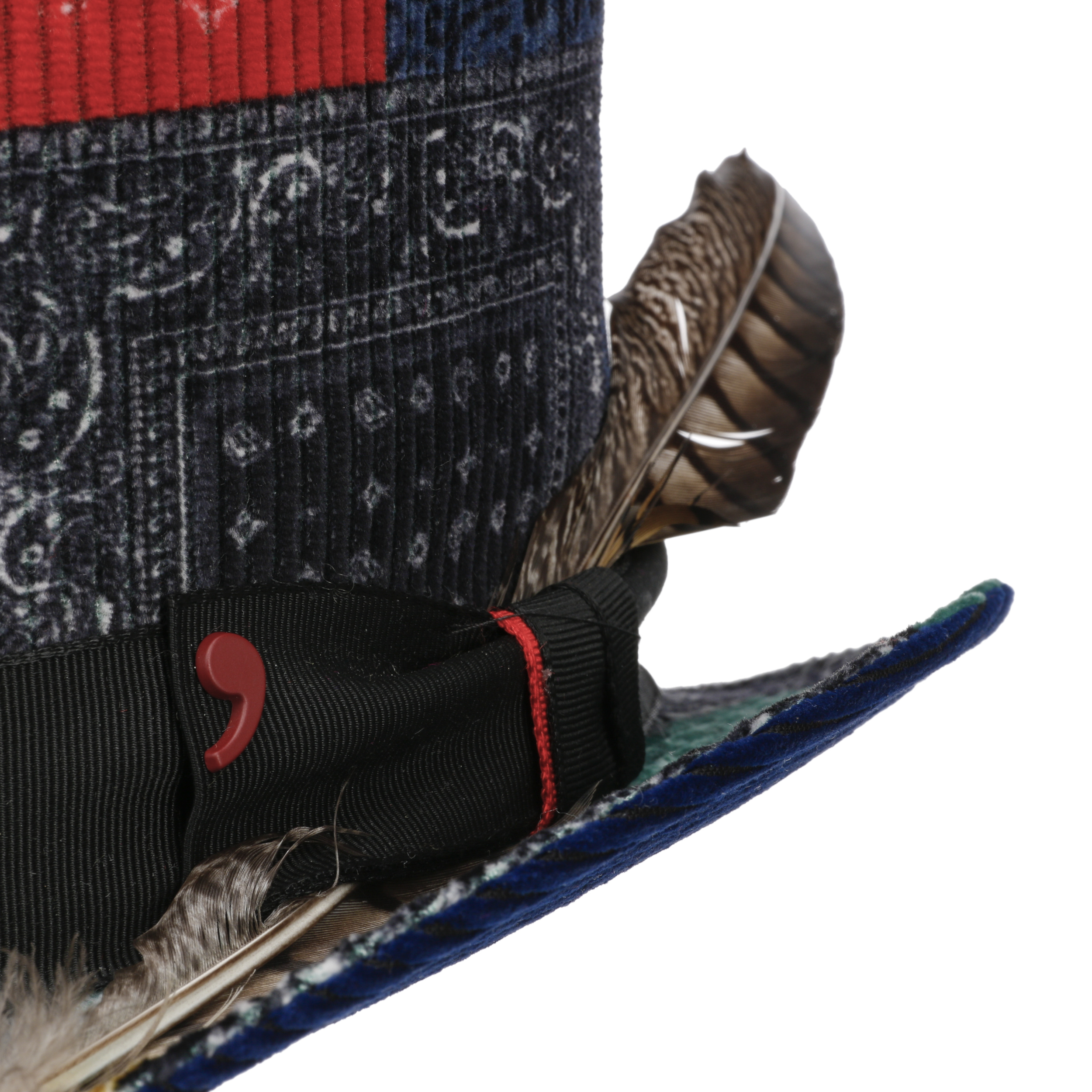 Patchwork Hoge Hoed met Pluim by Alfonso D’Este - € 199,00