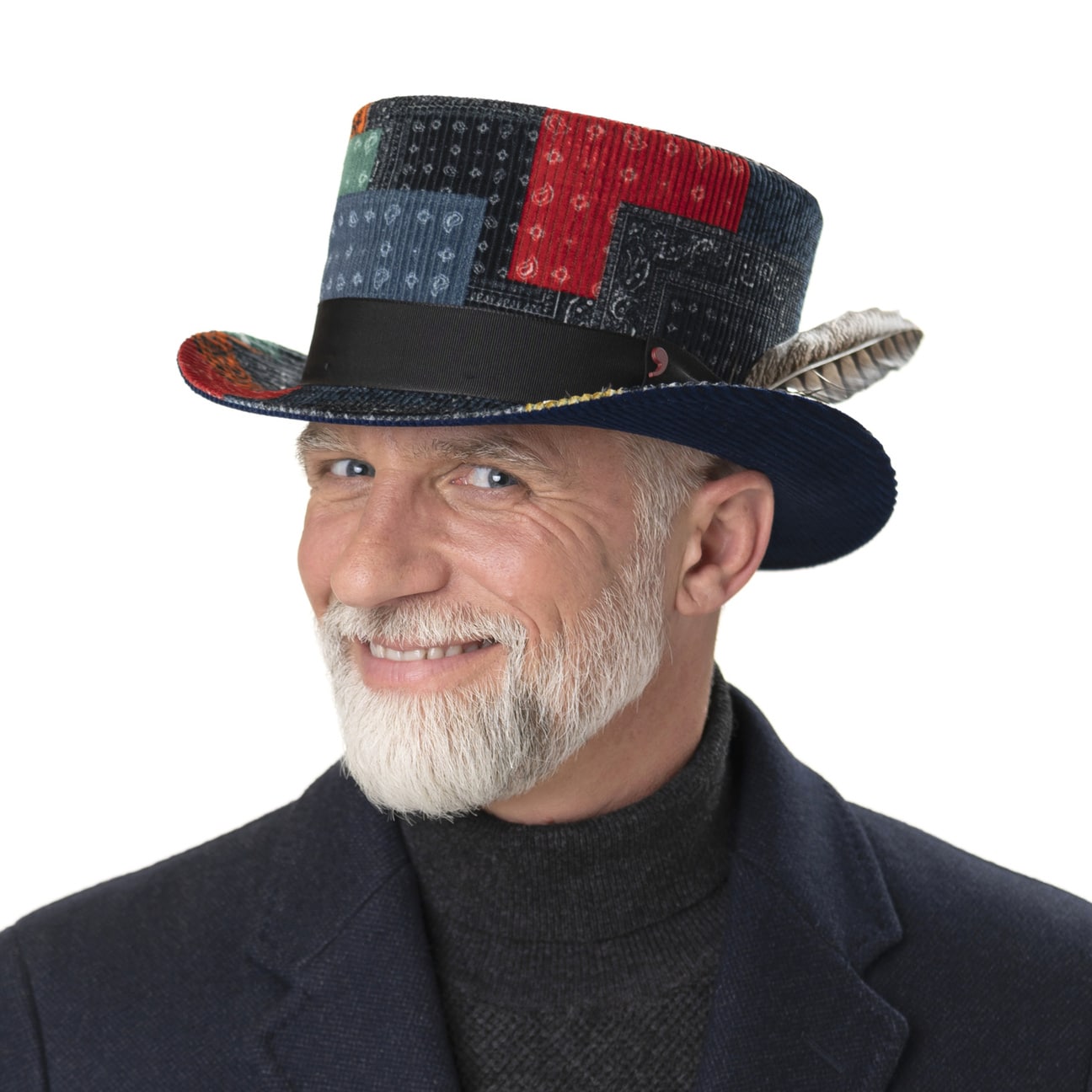 Patchwork Hoge Hoed met Pluim by Alfonso D’Este - € 199,00