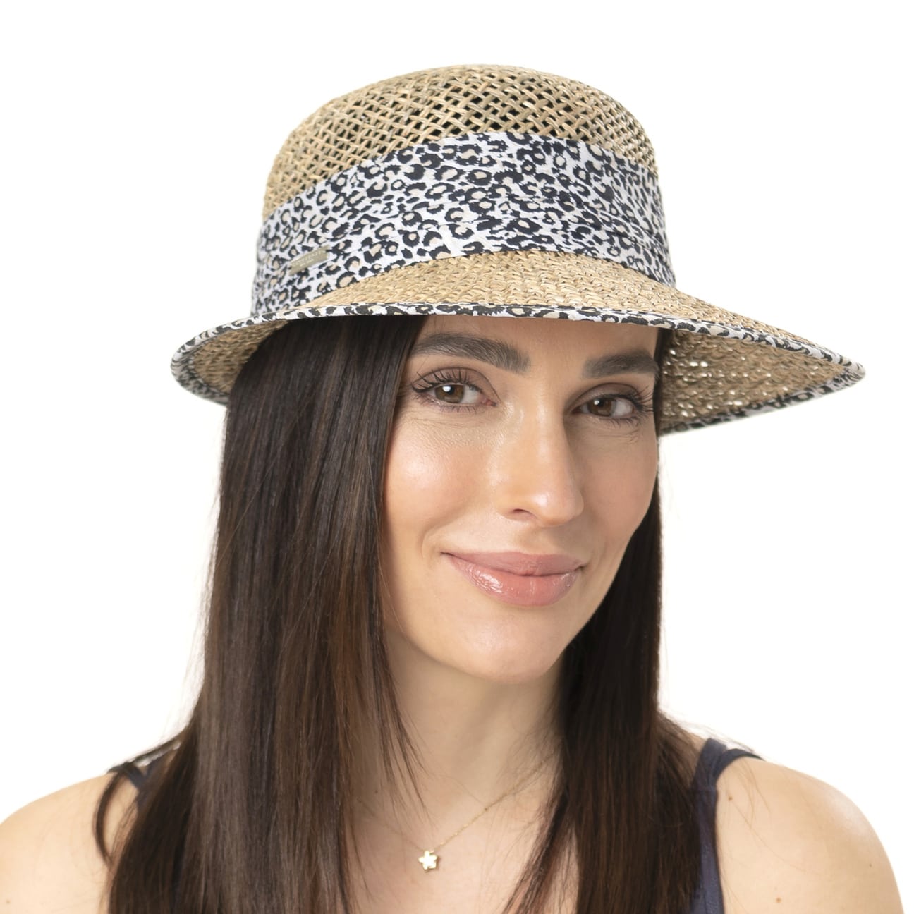 Stro Visor met Luipaard Band by Seeberger - € 39,95